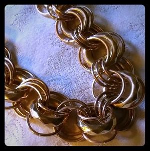 Jewelry | Triple Round Link Rose Gold Tone Metal Necklace | Poshmark